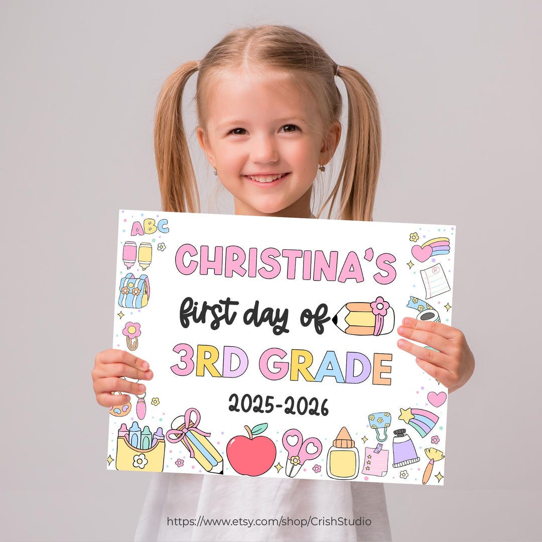 First Day of School Sign 1st Day of 3rd Grade Personalized Back to ...