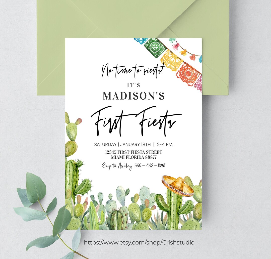 First Fiesta Birthday, Invitation Girl, First Fiesta, Modern Birthday ...