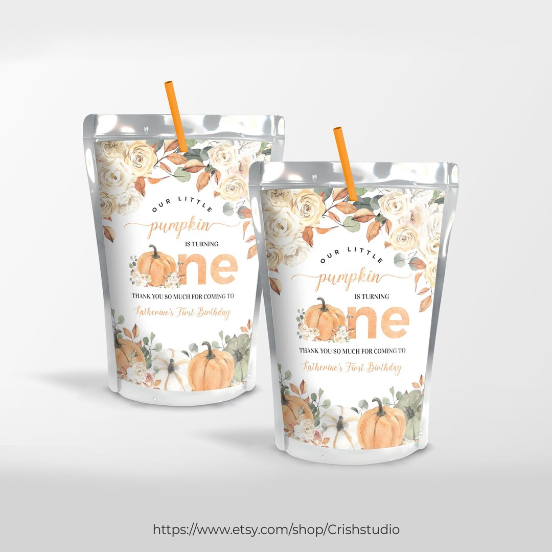 EDITABLE Our Little Pumpkin Juice Label Pumpkin 1st Birthday Fall ...