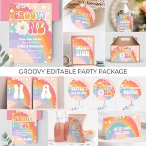 EDITABLE Groovy ONE Favor Tags First Birthday Groovy Party Thank You ...