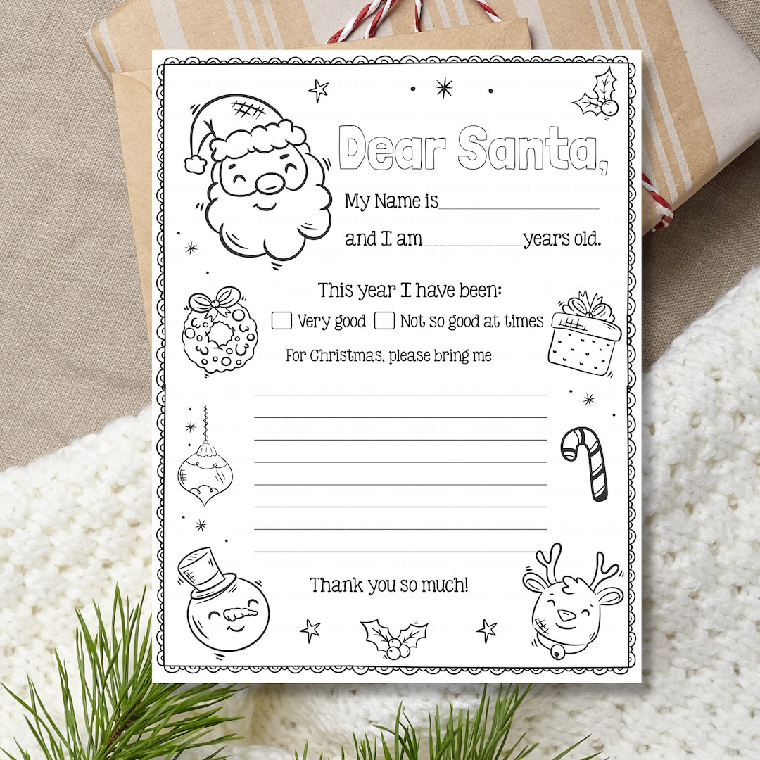 Letter to Santa Printable Coloring Letter to Santa Easy to Print Letter ...