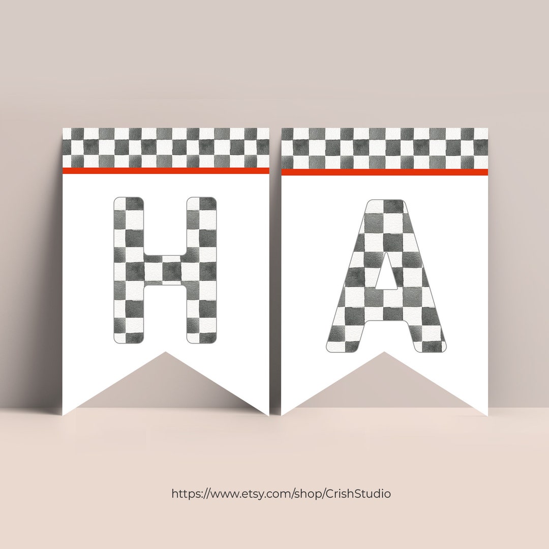 EDITABLE One Fast Birthday Banner Racecar Party Racing Car Vintage ...