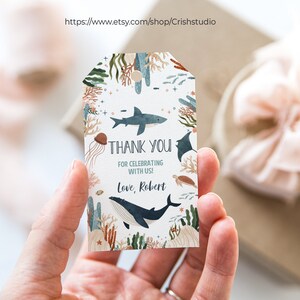 Under the Sea Box Label Editable Ocean Theme Birthday Boy Whale Turtle ...