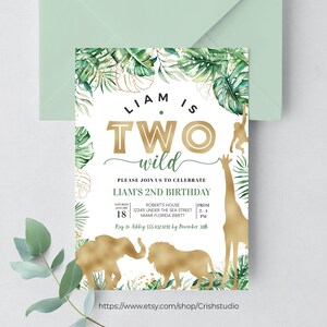 EDITABLE Two Wild Birthday Thank You Card Two Wild Second Birthday Two ...