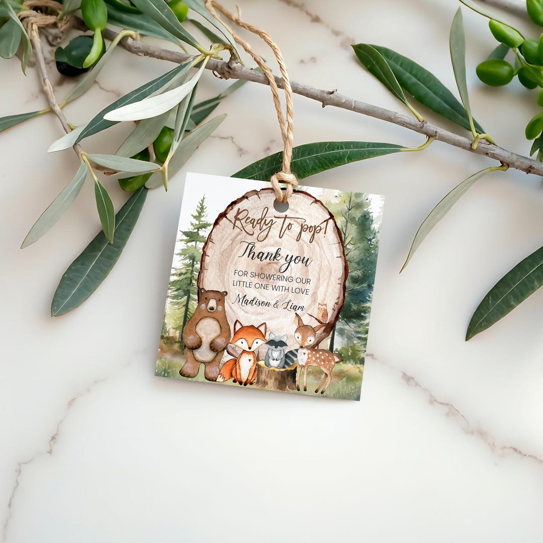 Editable Woodland Baby Shower Favor Tags Woodland Animals Gift Tags ...