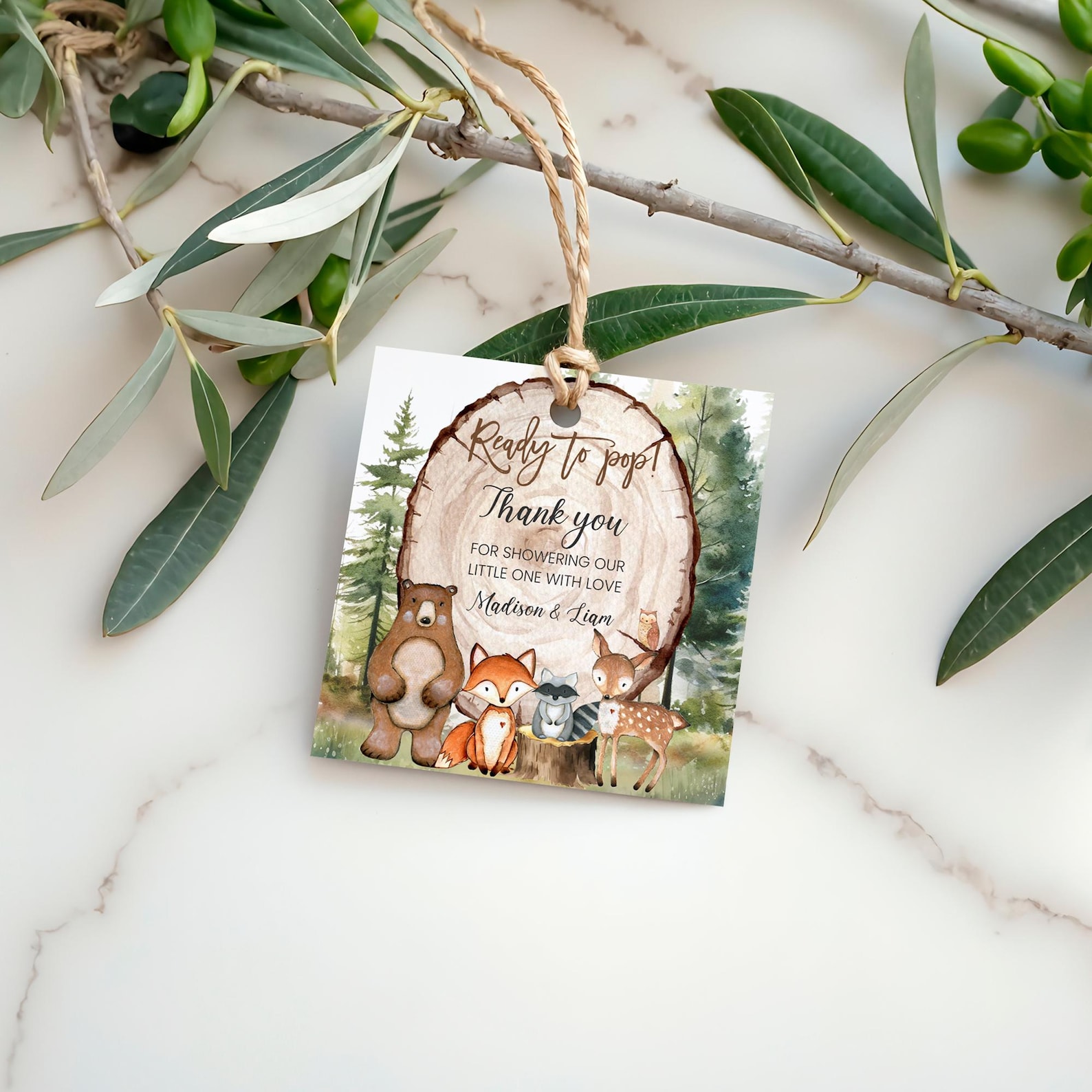 Editable Woodland Baby Shower Favor Tags Woodland Animals Gift Tags ...