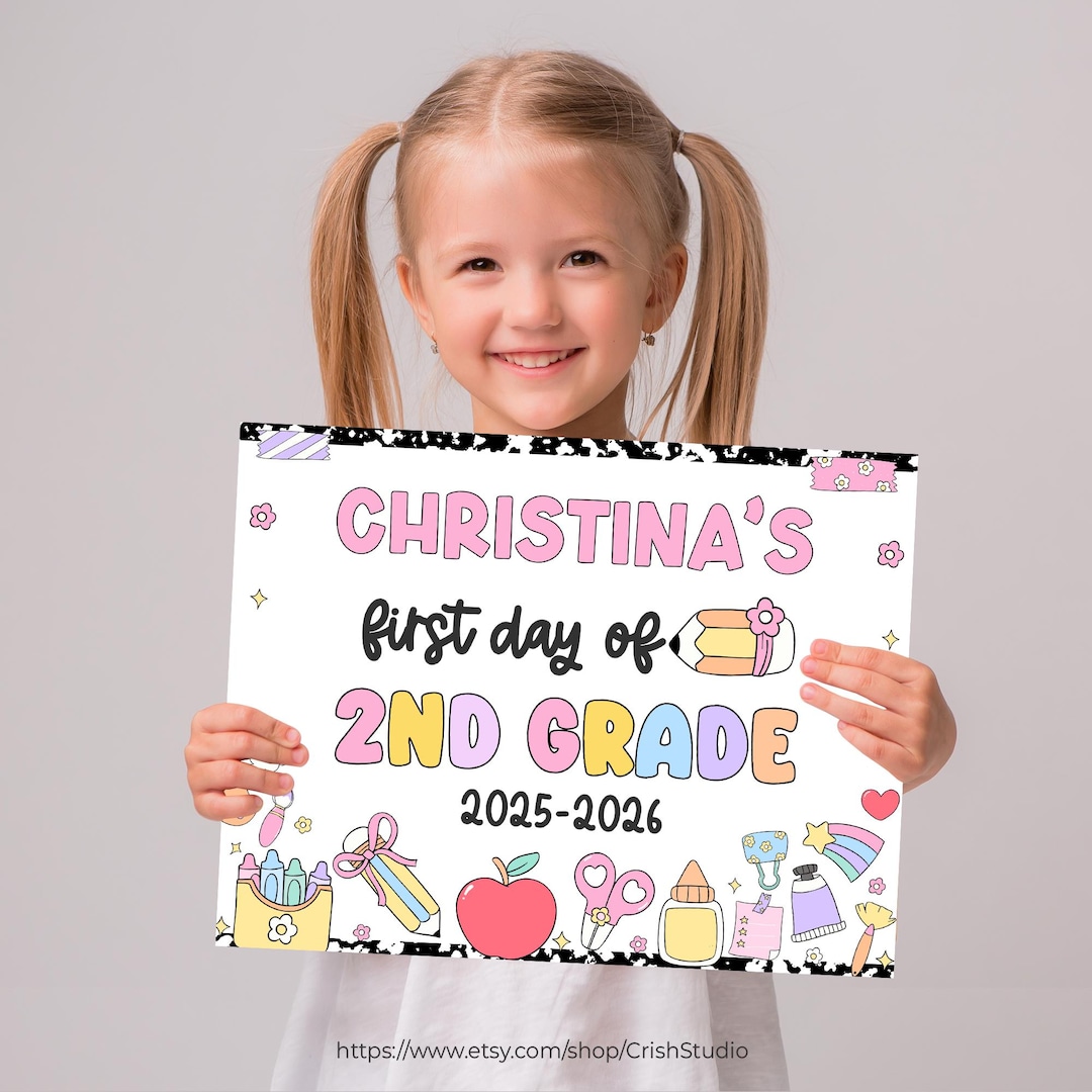 First Day of School Sign First Day of 2nd Grade Personalized Back to ...