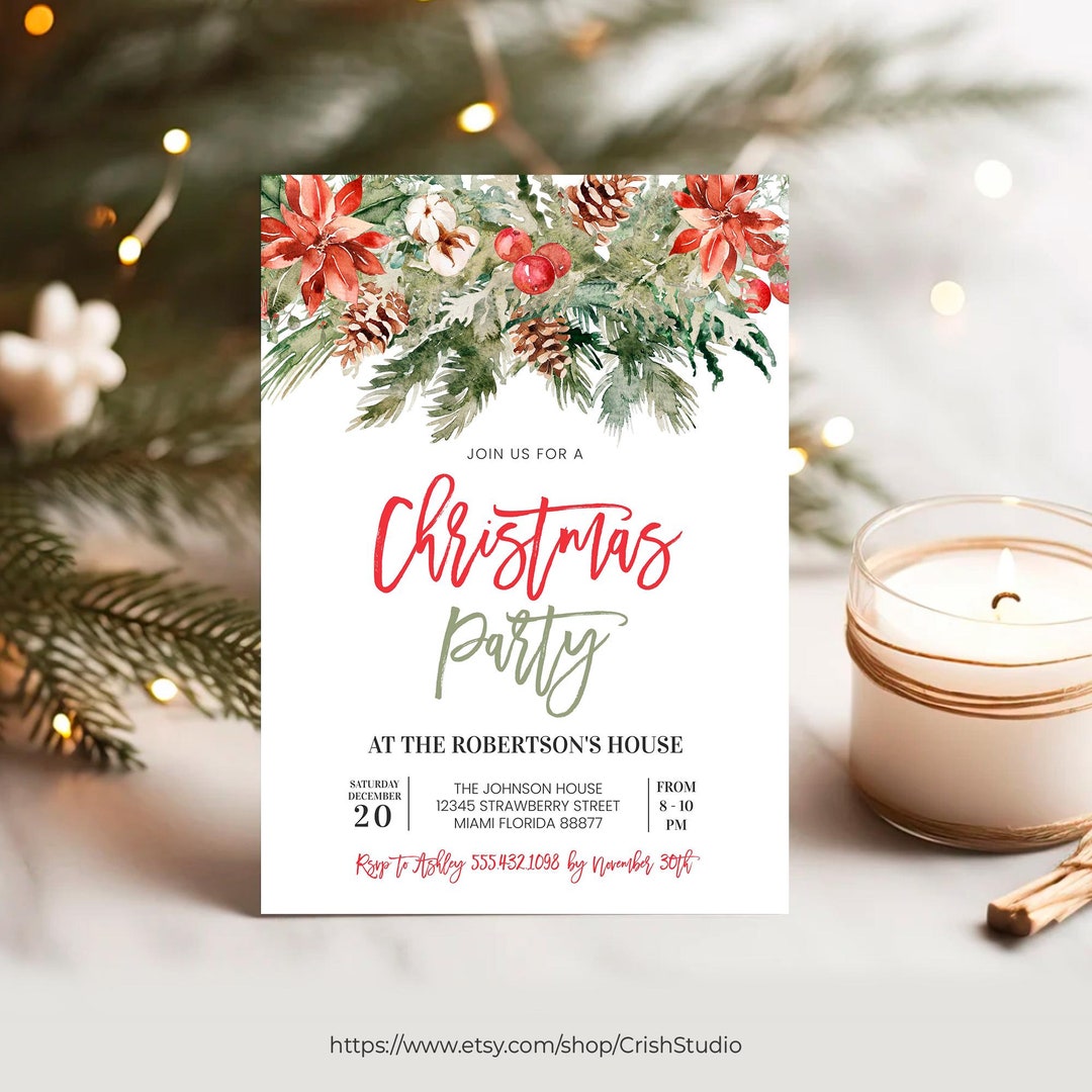 Editable Christmas Invitations, Christmas Party Invitation, Friends ...