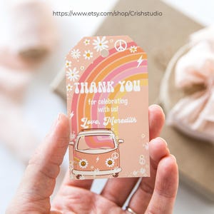 EDITABLE Groovy Birthday Favor Tag Nine is a Vibe Groovy Decorations ...