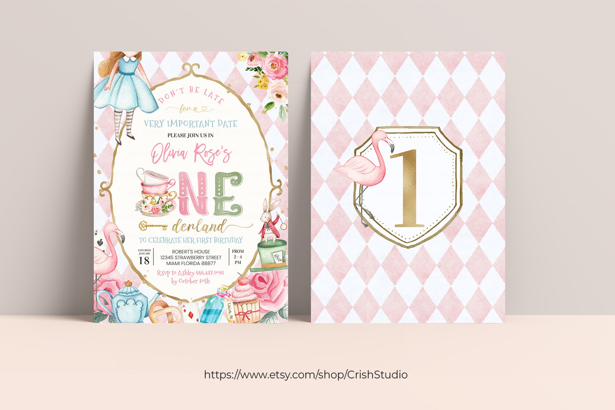 EDITABLE Alice in Onederland Invitation Winter Onederland Invitation ...