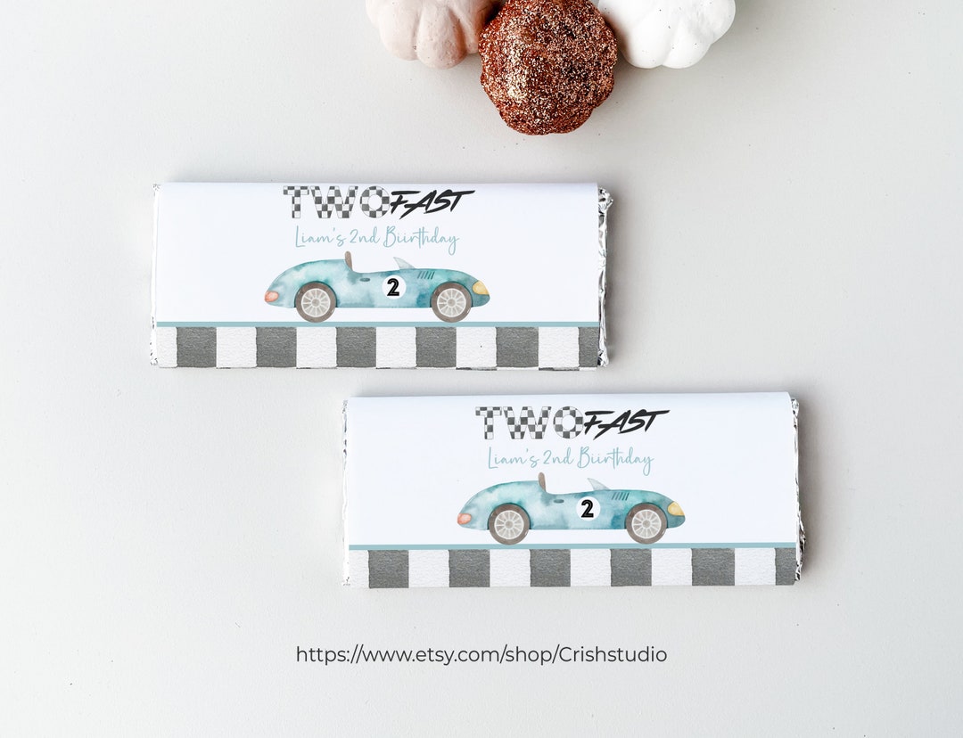 EDITABLE Two Fast Candy Bar Wrapper Chocolate Bar Wrappers Racecar ...