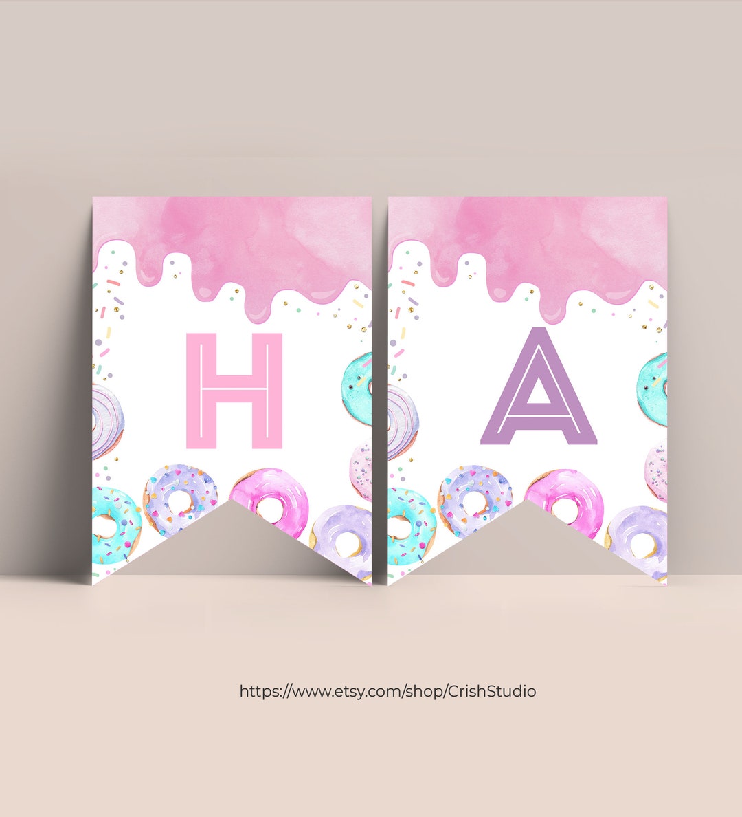 Sweet One Birthday Banner Donut Birthday Editable Donut Birthday Party ...