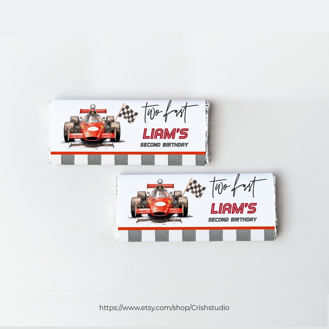 Editable TWO Fast Birthday Chocolate Bar Race Car 2nd Birthday Candy ...