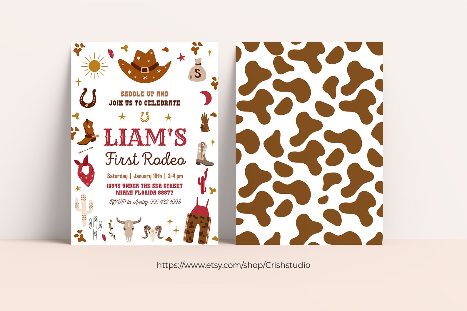 Editable My First Rodeo Invitation Cowboy Birthday Invite Wild - Etsy