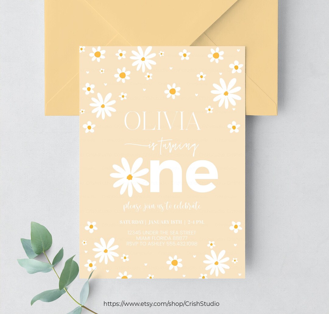 Daisy Birthday Invitation Editable Retro Daisy Boho Daisy First ...