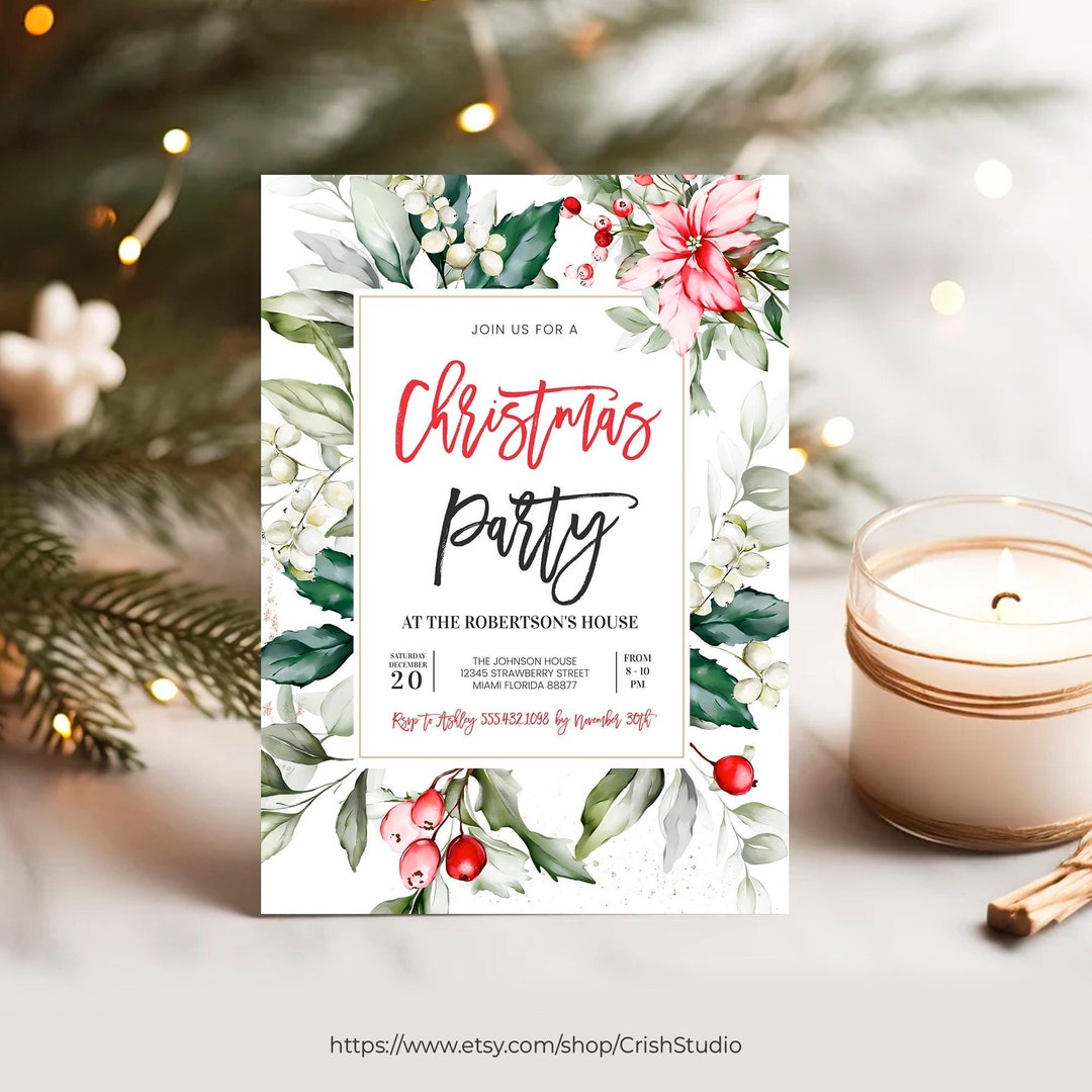 Editable Christmas Invitations, Christmas Party Invitation, Friends ...