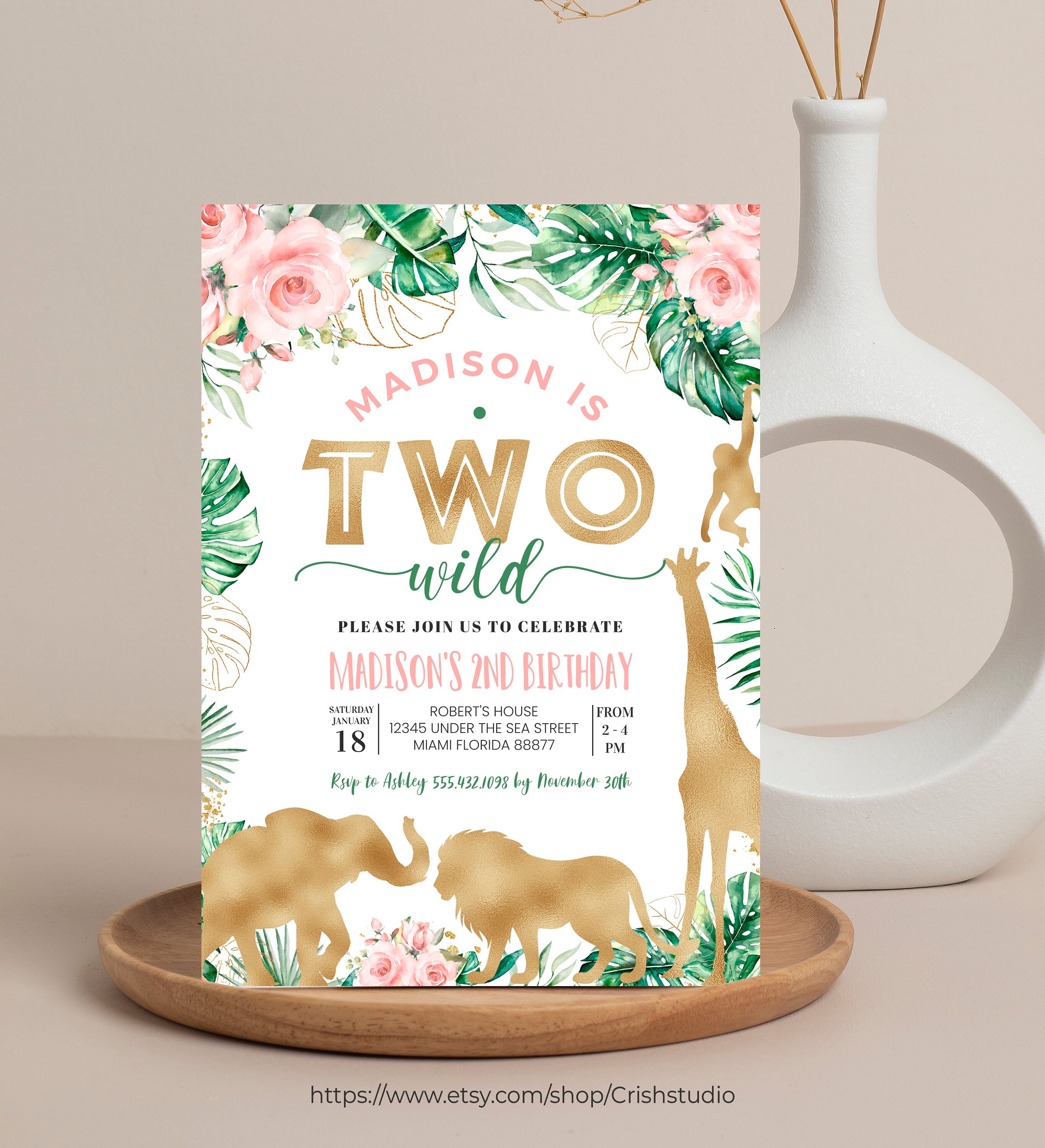 EDITABLE Two Wild Birthday Invitation Two Wild Invitation - Etsy