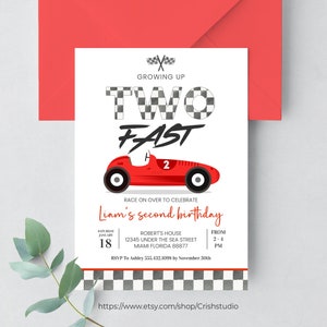 EDITABLE Two Fast Thank You Card Two Fast Birthday Race Car Birthday ...