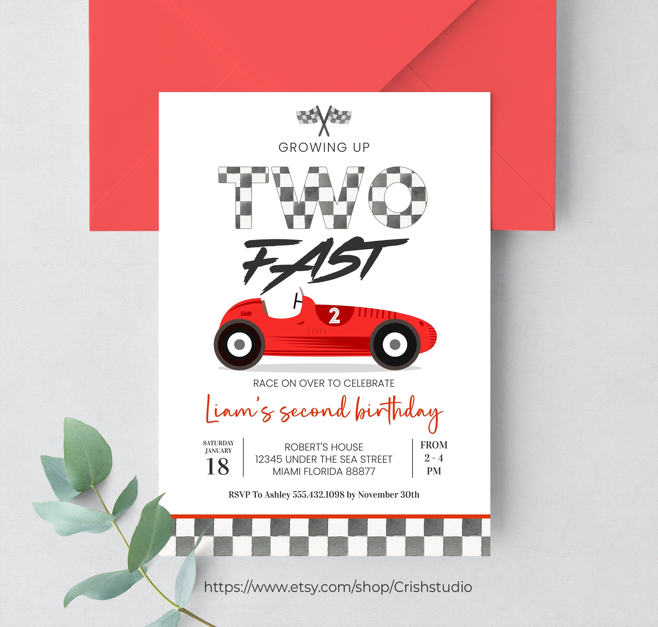 EDITABLE Two Fast Thank You Card Two Fast Birthday Race Car Birthday ...