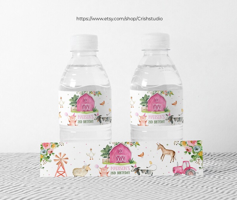 EDITABLE Farm Water Bottle Labels Custom Water Bottle Water - Etsy