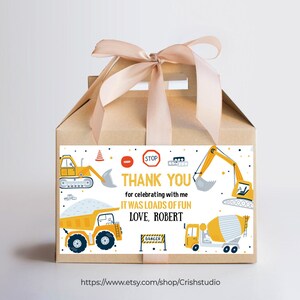 Editable Construction Favor Tags Dump Truck Digger Excavator ...