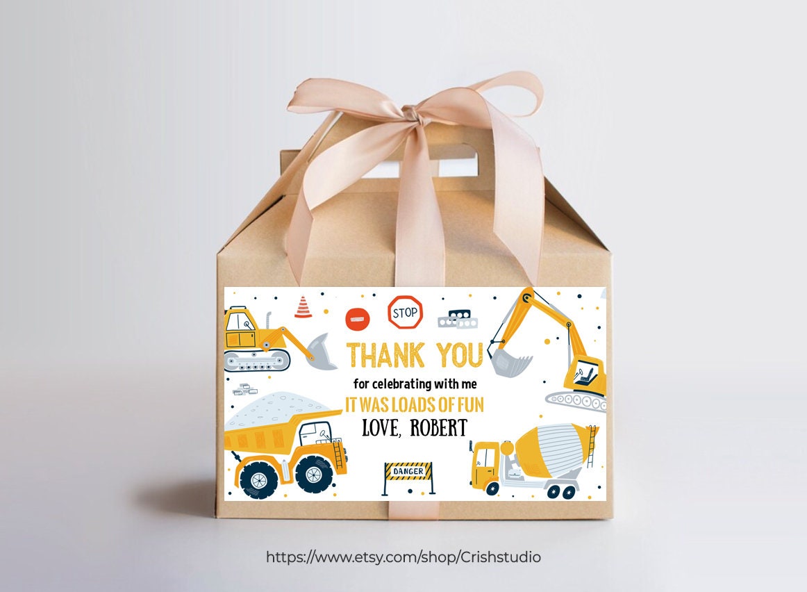 Editable Construction Favor Tags Dump Truck Digger Excavator - Etsy