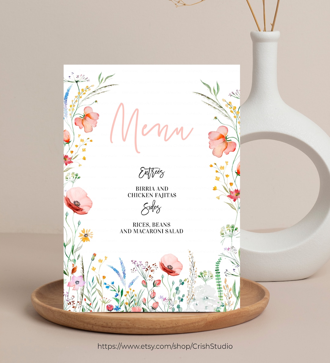 Baby in Bloom Custom Menu Baby Shower Decorations Spring Flowers Wild ...