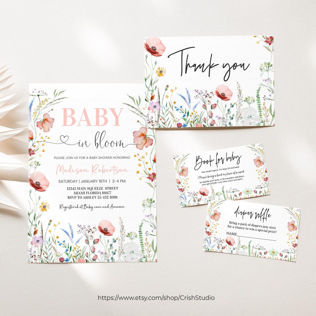 EDITABLE Baby in Bloom Baby Shower Set Baby in Bloom Labels Baby Shower ...