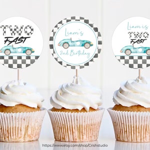 EDITABLE TWO Fast Birthday Party Signs Racecar Welcome Sign Decorations ...