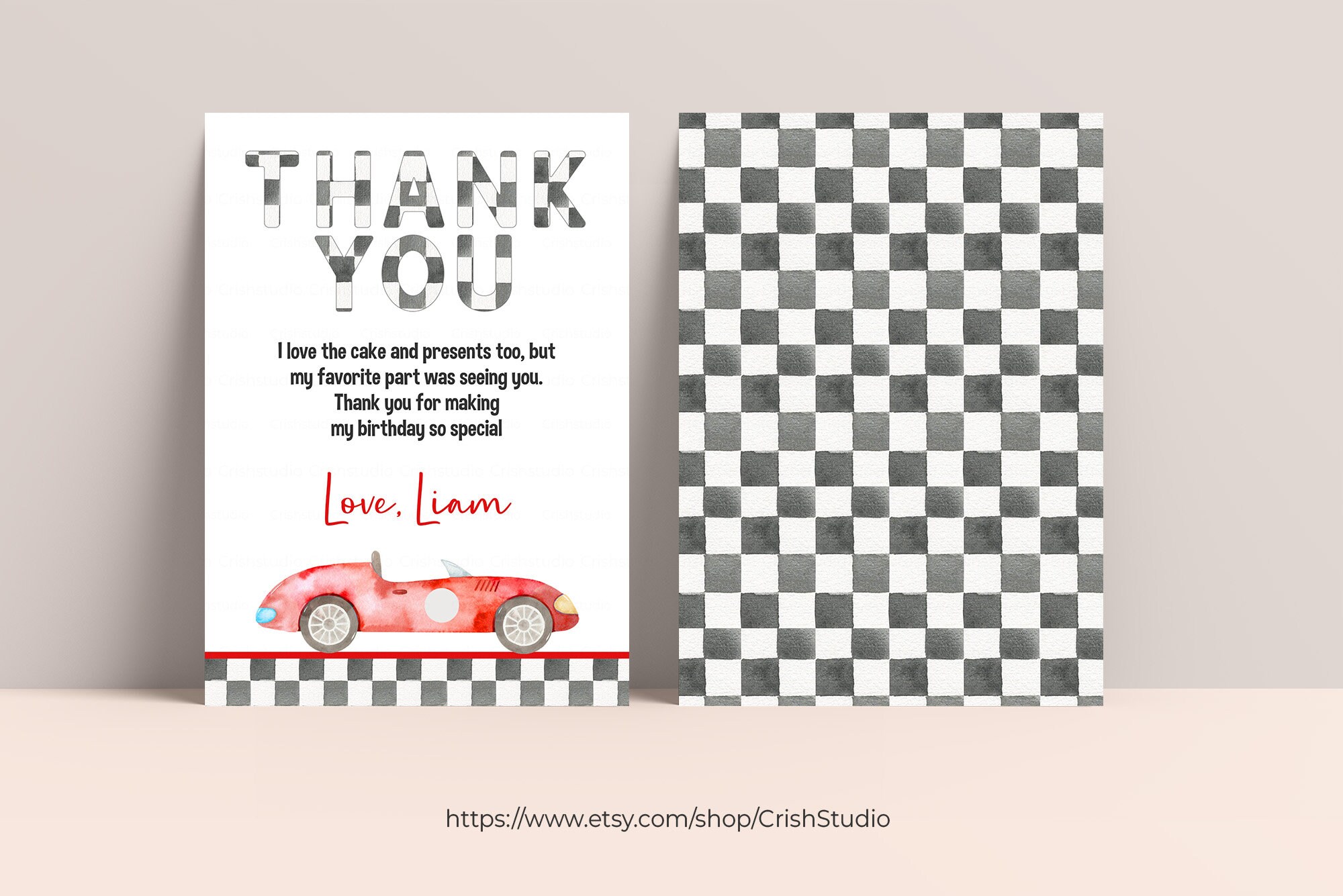 Editable TWO Fast Birthday Thank You Card Racecar 2nd Birthday Note Car ...