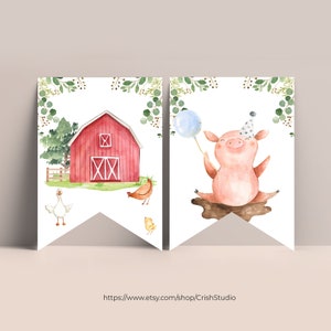 EDITABLE Farm Birthday Banner Custom Banner Birthday Decor Banner ...