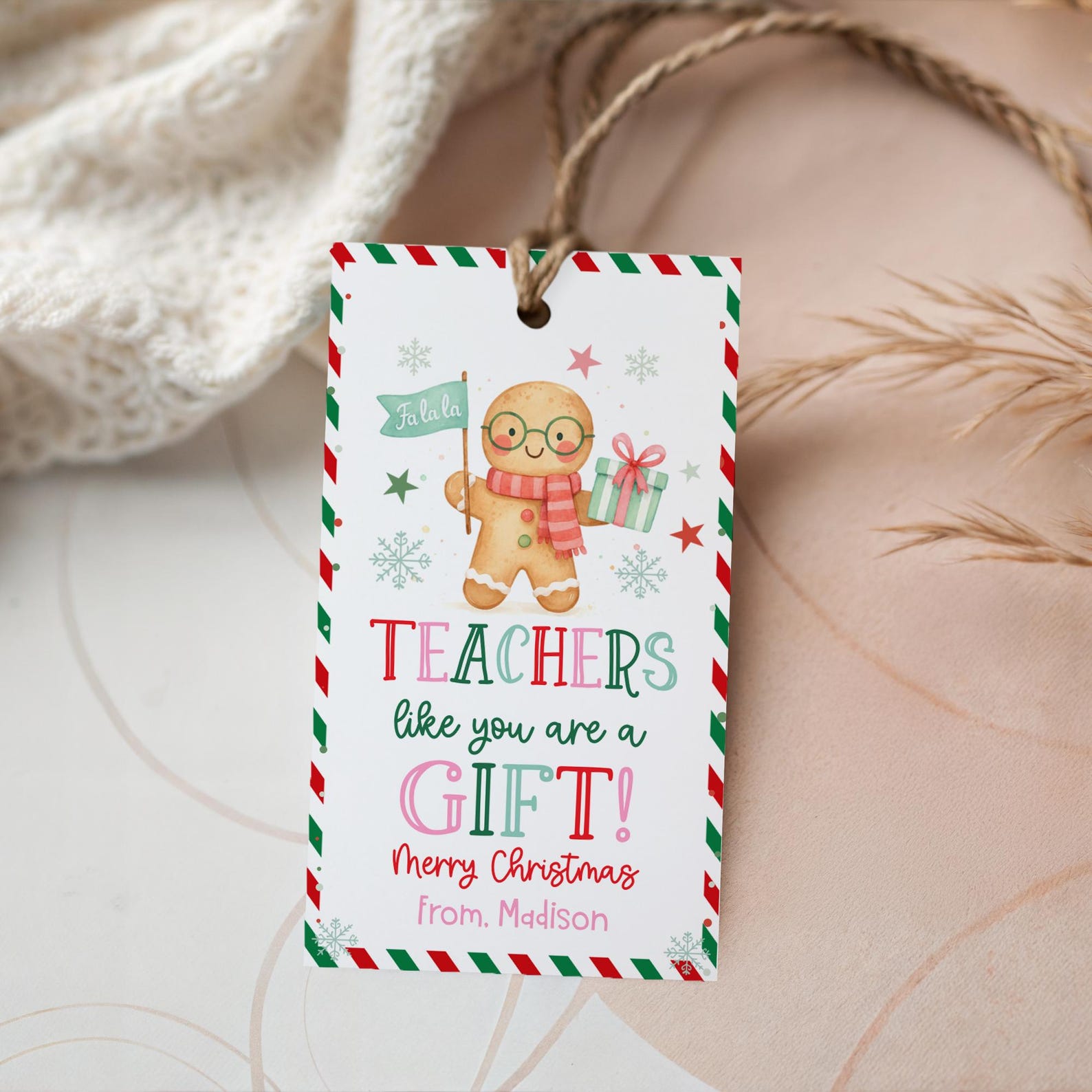 Editable Teacher Christmas Gift Tag Teacher Appreciation Christmas Gift ...
