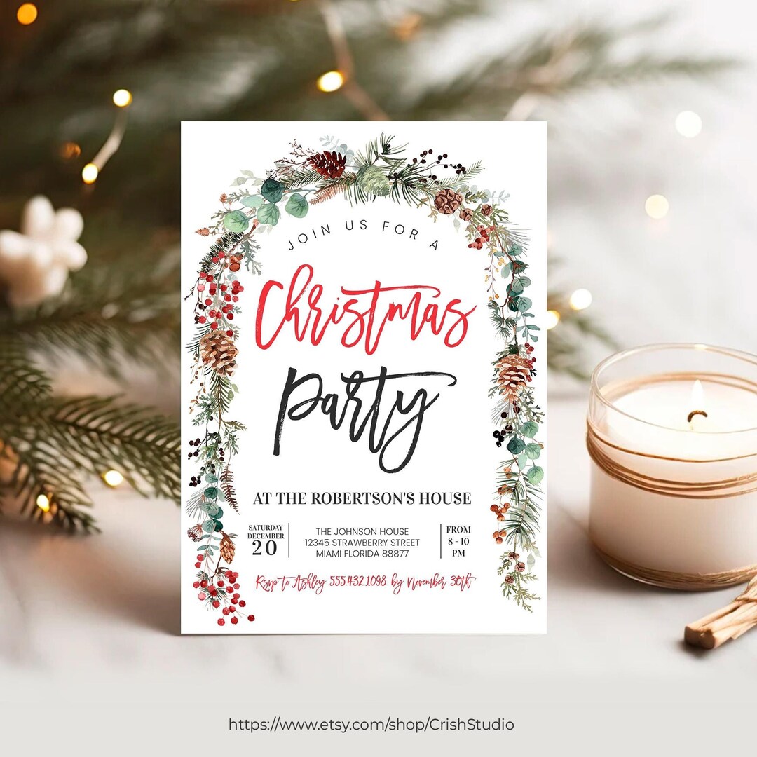 Editable Christmas Invitations, Christmas Party Invitation, Friends ...