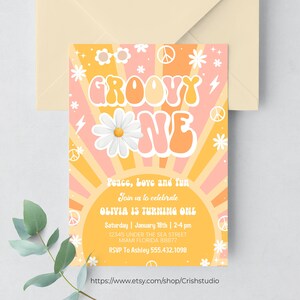 EDITABLE Groovy ONE Welcome Sign First Birthday Groovy Party Birthday ...