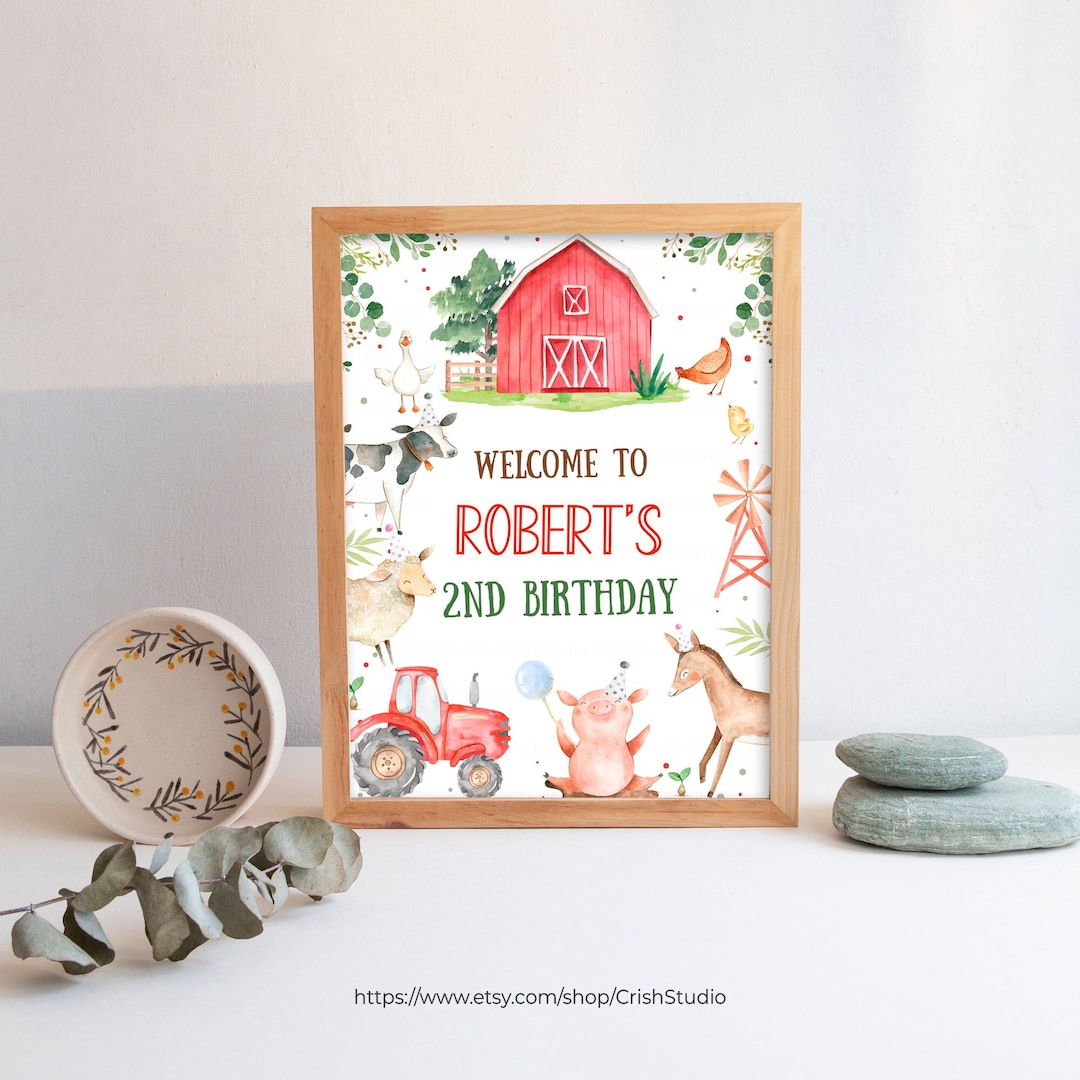 EDITABLE Birthday Party Sign Welcome Sign Welcome Party Sign Farm Party ...