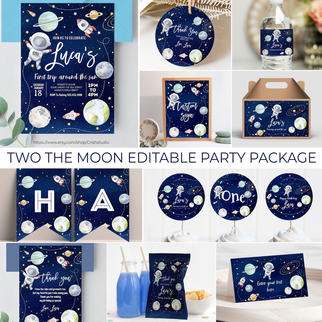 EDITABLE First Trip Around the Sun Birthday Package Space Birthday ...