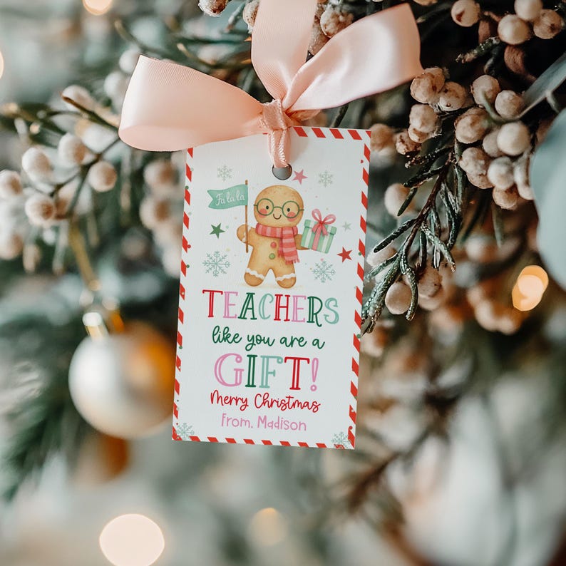 Editable Teacher Christmas Gift Tag Teacher Appreciation Christmas Gift ...