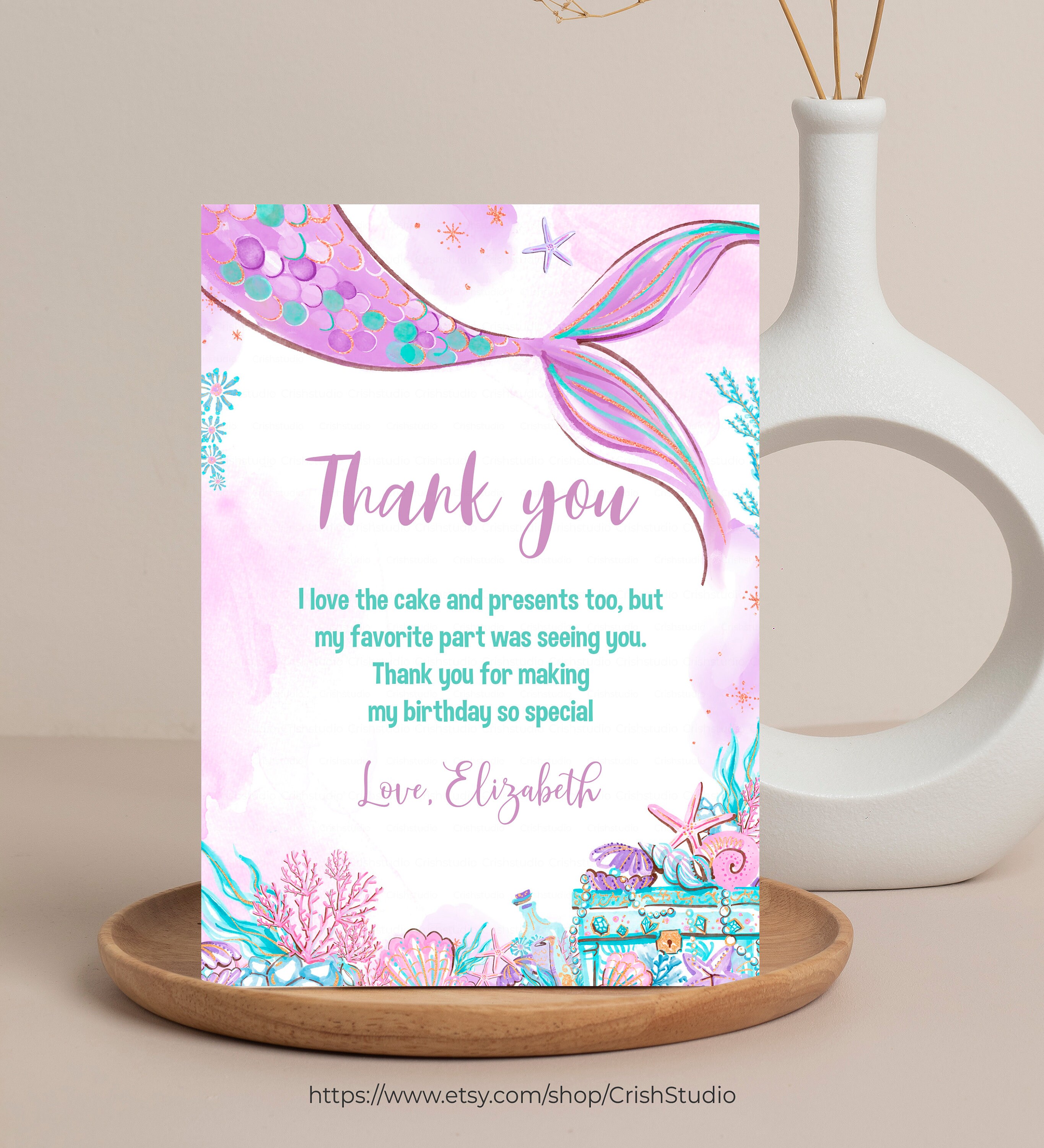 Editable Oneder the Sea Thank You Card Thank You Notes Cute Thank You ...