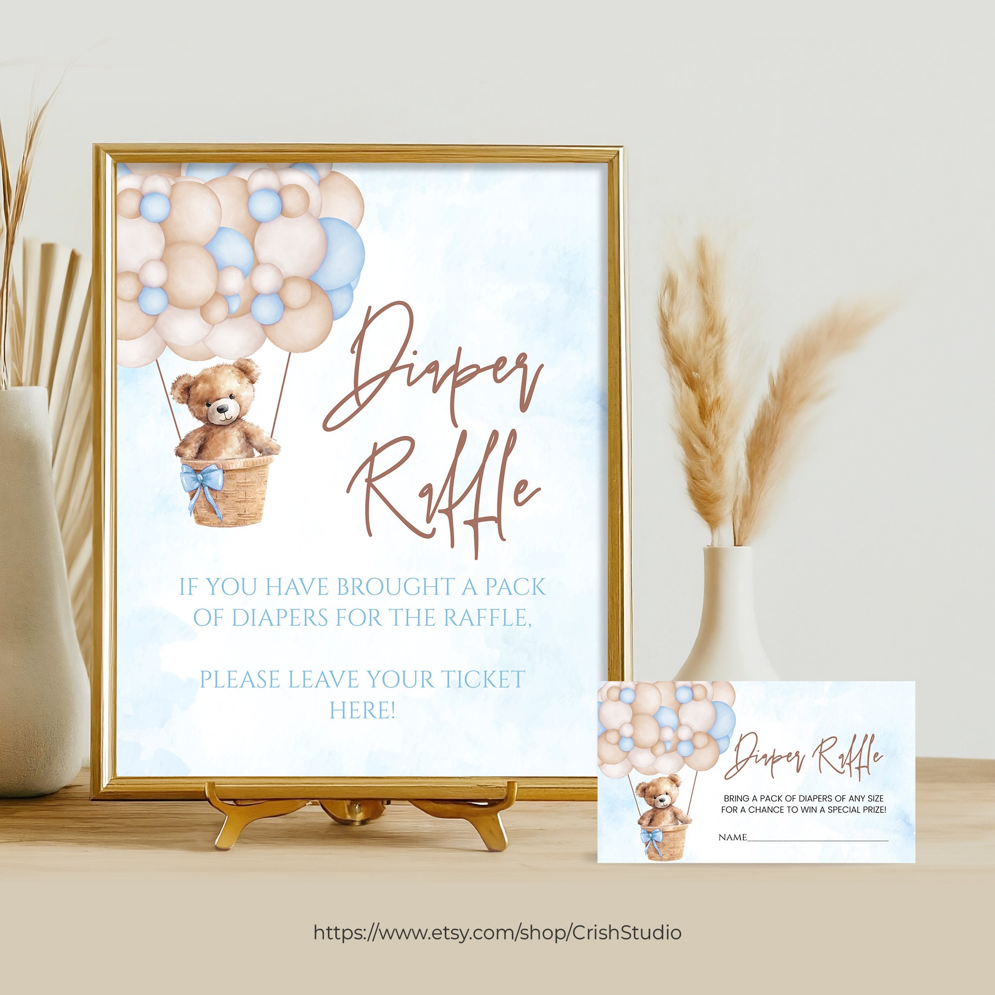 Instant Download Teddy Bear Diaper Raffle Baby Shower Sign Table Signs ...