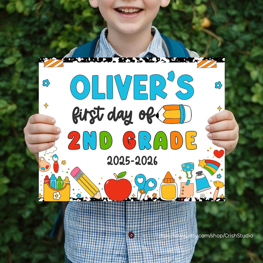 First Day of School Sign First Day of 2nd Grade Personalized Back to ...
