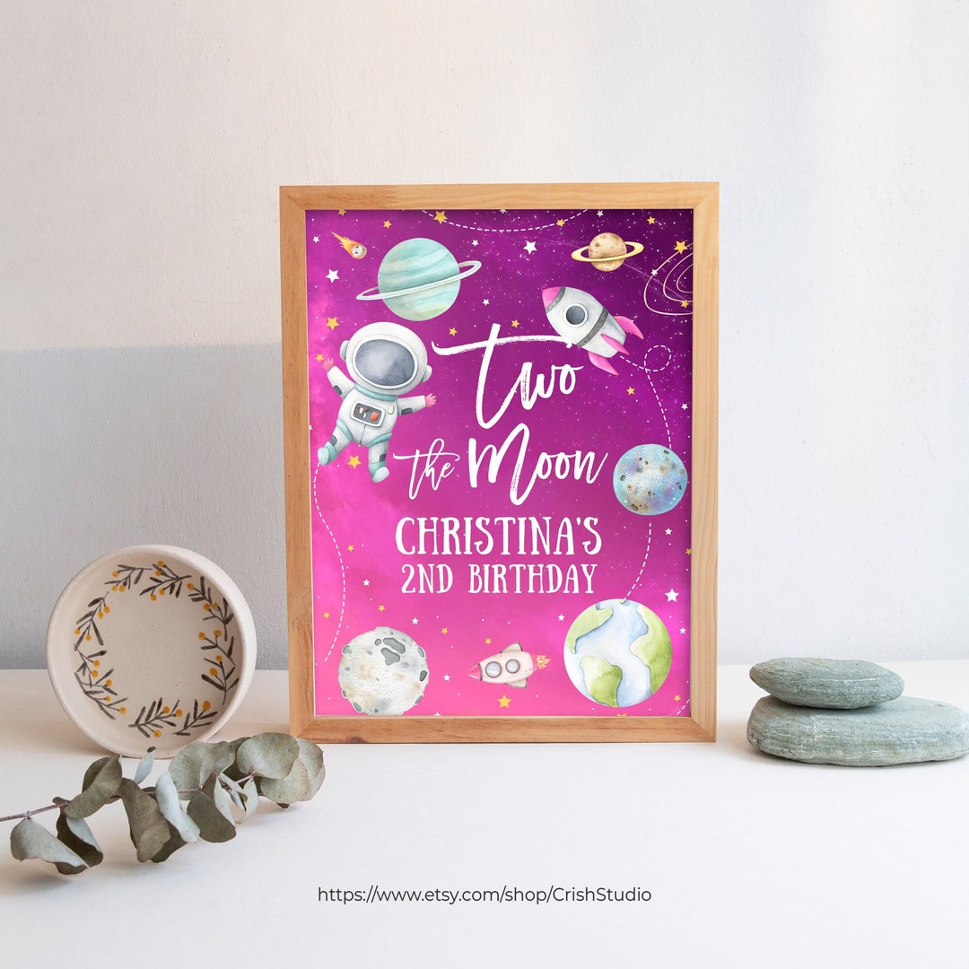 Two the Moon Welcome Sign Birthday Girl Editable Two the Moon Birthday ...