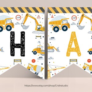 Editable Construction Welcome Sign Dump Truck Digger Excavator ...