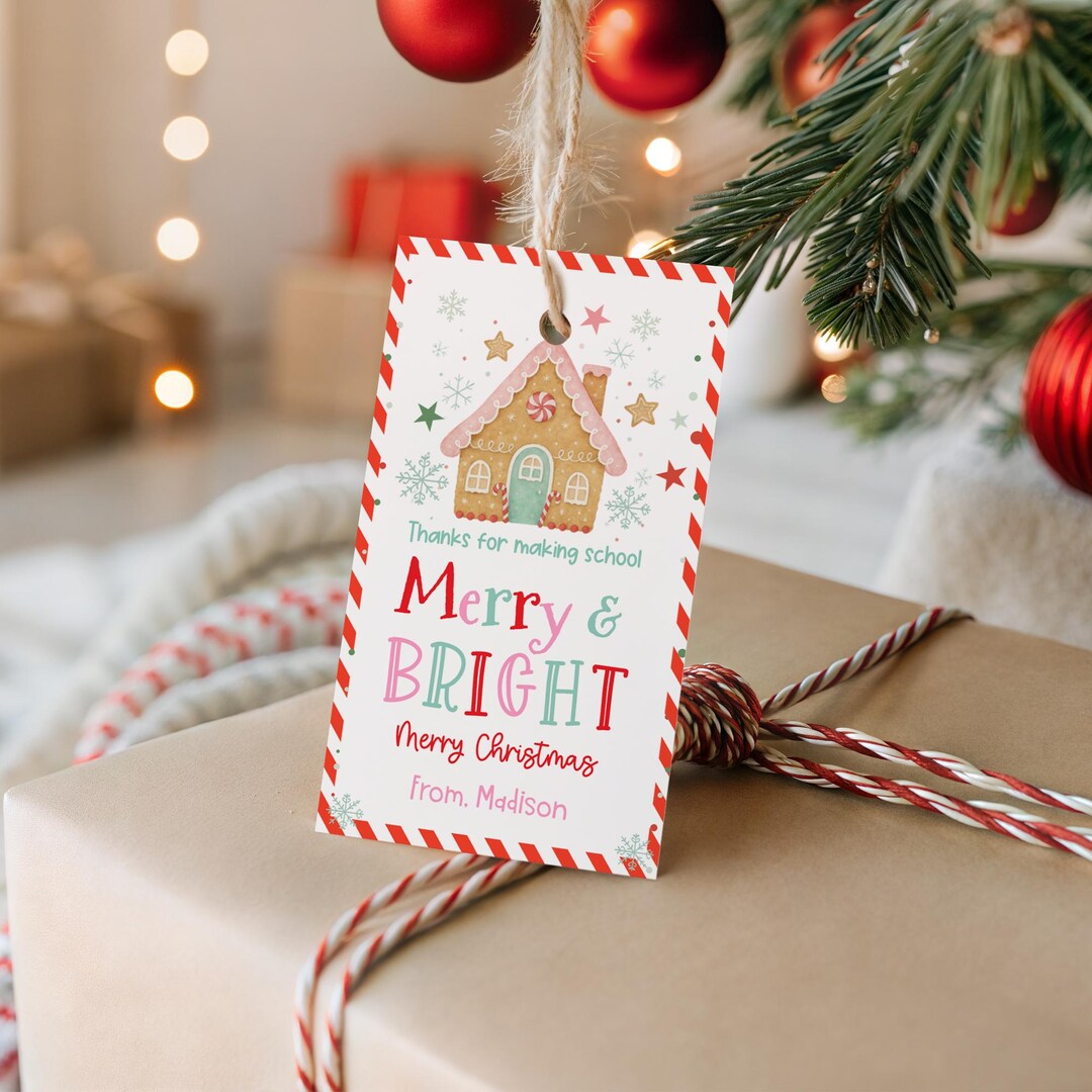 Editable Merry & Bright Christmas Gift Tag Teacher Christmas Gift Tag ...