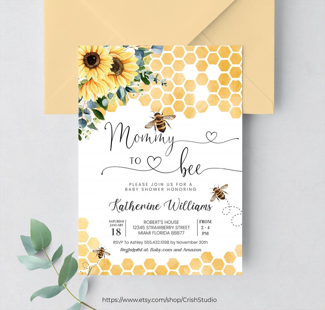 EDITABLE Mamá a Abeja Invitación de Baby Shower Tema de Abeja Baby ...