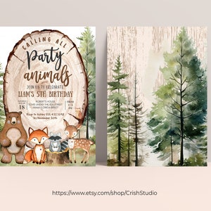 EDITABLE Woodland Invitation Woodland Animals Woodland Party Forest ...