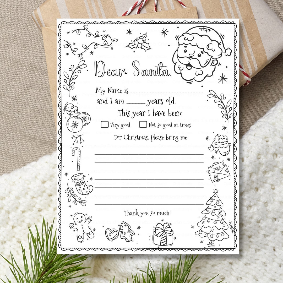 Letter to Santa Printable Coloring Letter to Santa Easy to Print Letter ...