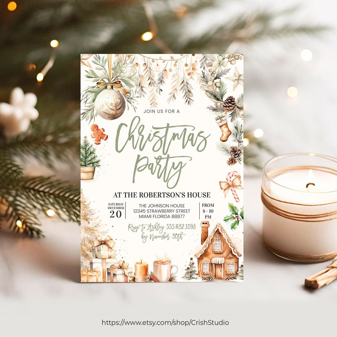 Editable Christmas Invitations, Christmas Party Invitation, Friends ...