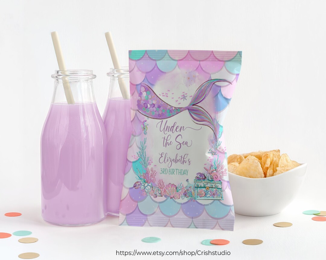 Under the Sea Chip Bag Template Custom Chip Bags Snack Bag Mermaid Tail ...