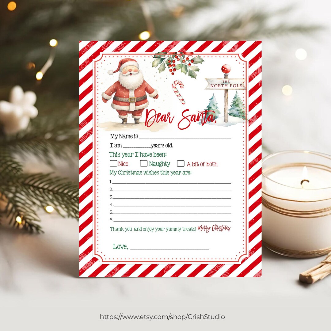 Letter to Santa Printable Easy to Print Letter to Santa Letter Instant ...