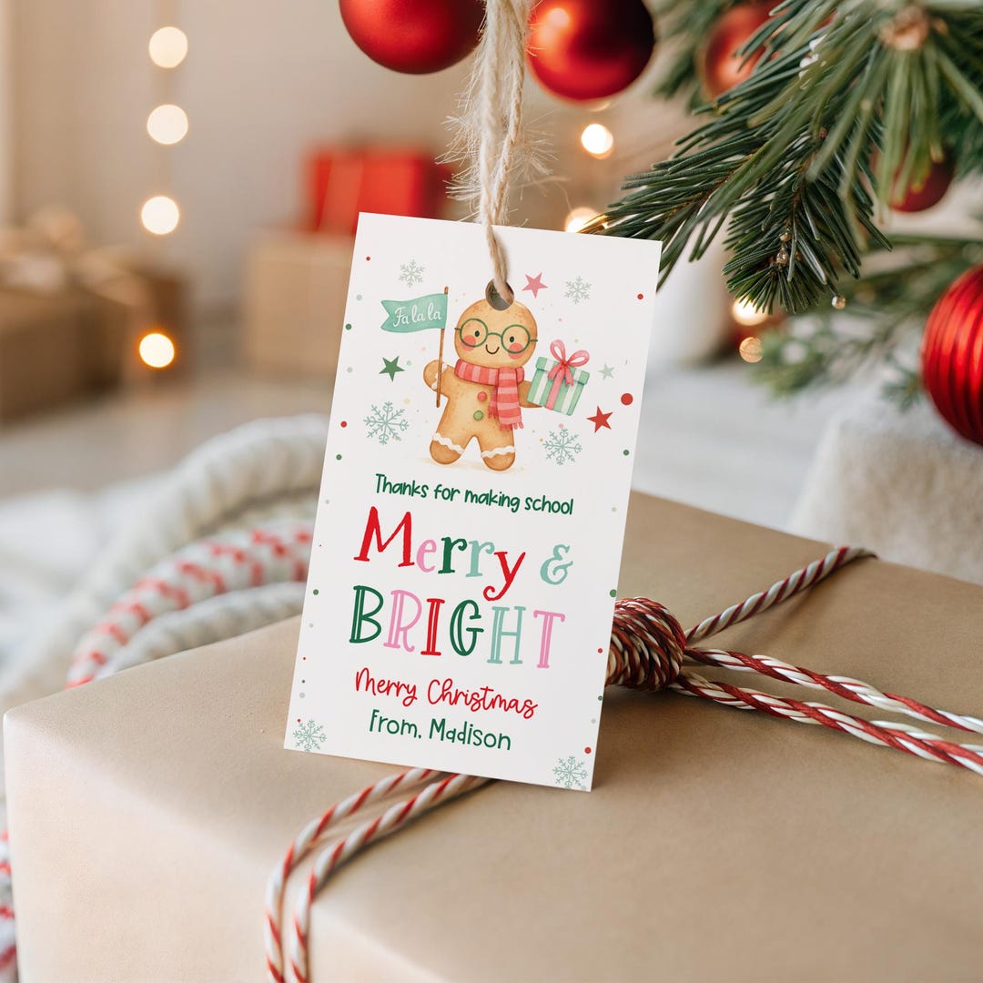 Editable Merry & Bright Christmas Gift Tag Teacher Christmas Gift Tag ...